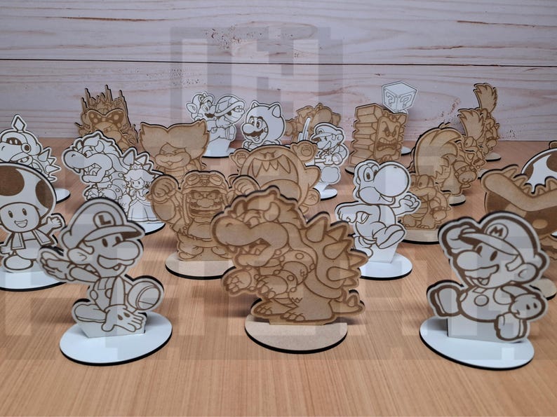 Super Mario Bros. 63 Pack Laser Cut Figures. Laser Cut File .svg/lbrn ...