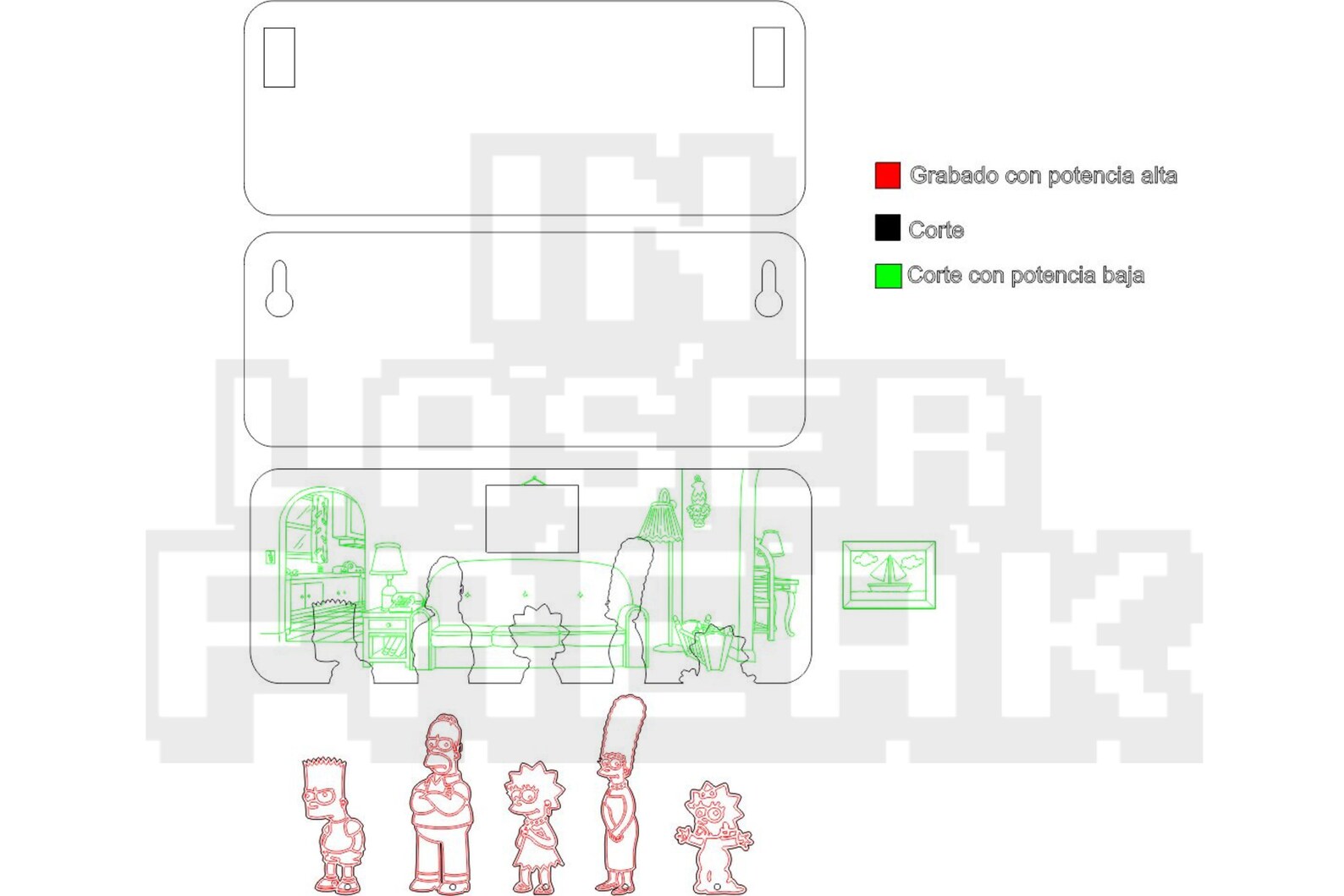 Los Simpsons - Familia Simpsons . Archivo corte LASER. SVG, dxf, ai y pdf. Portallaves Los ...