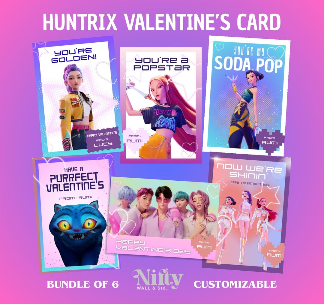 Printable Huntrix Valentines Card, Kpop Demon Hunters Editable Template ...