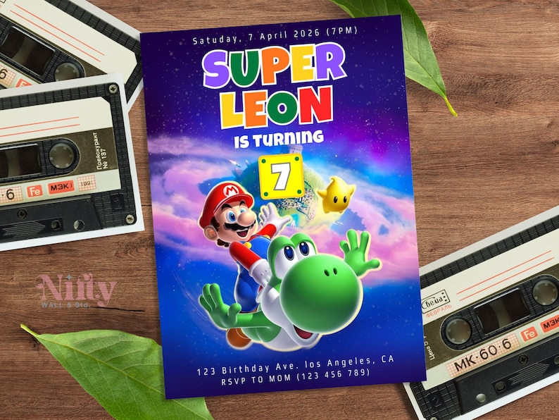 Super Mario Birthday Invitation, Editable Mario Galaxy Theme (digital ...