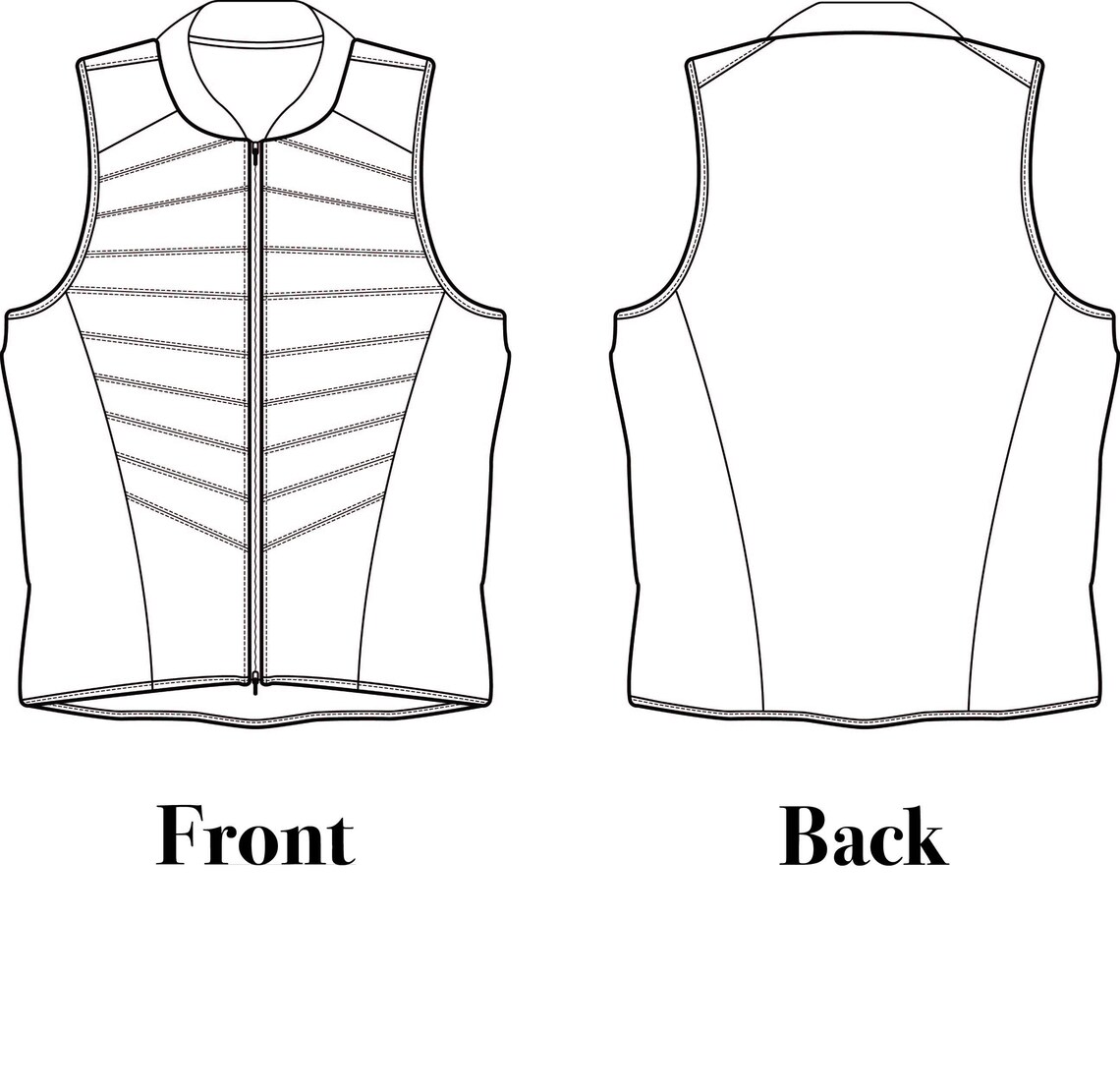 Running Vest Flat Technical Drawing Illustration, Mock-up Template for ...