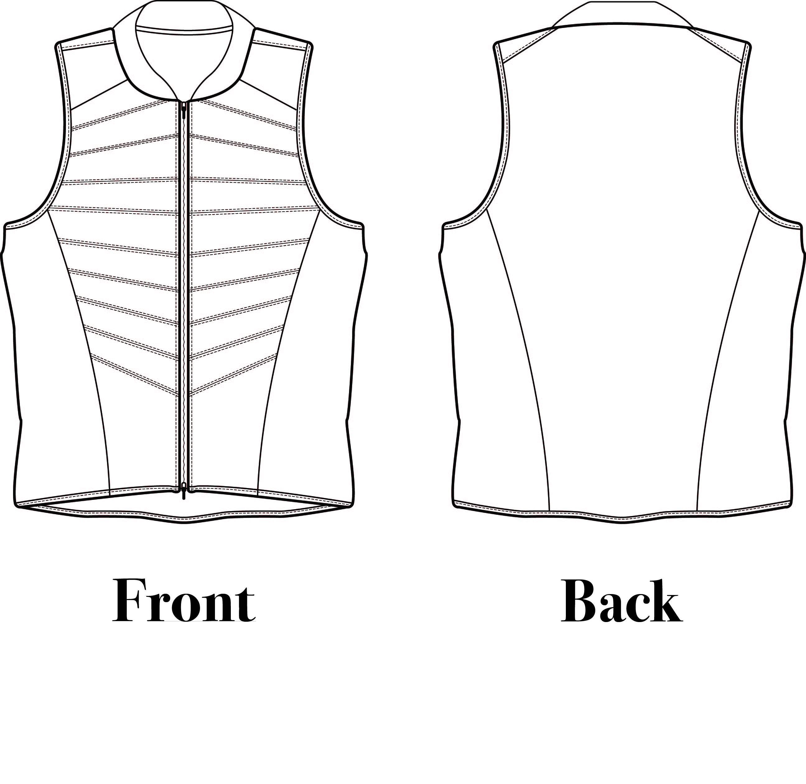 Running Vest Flat Technical Drawing Illustration, Mock-up Template for ...