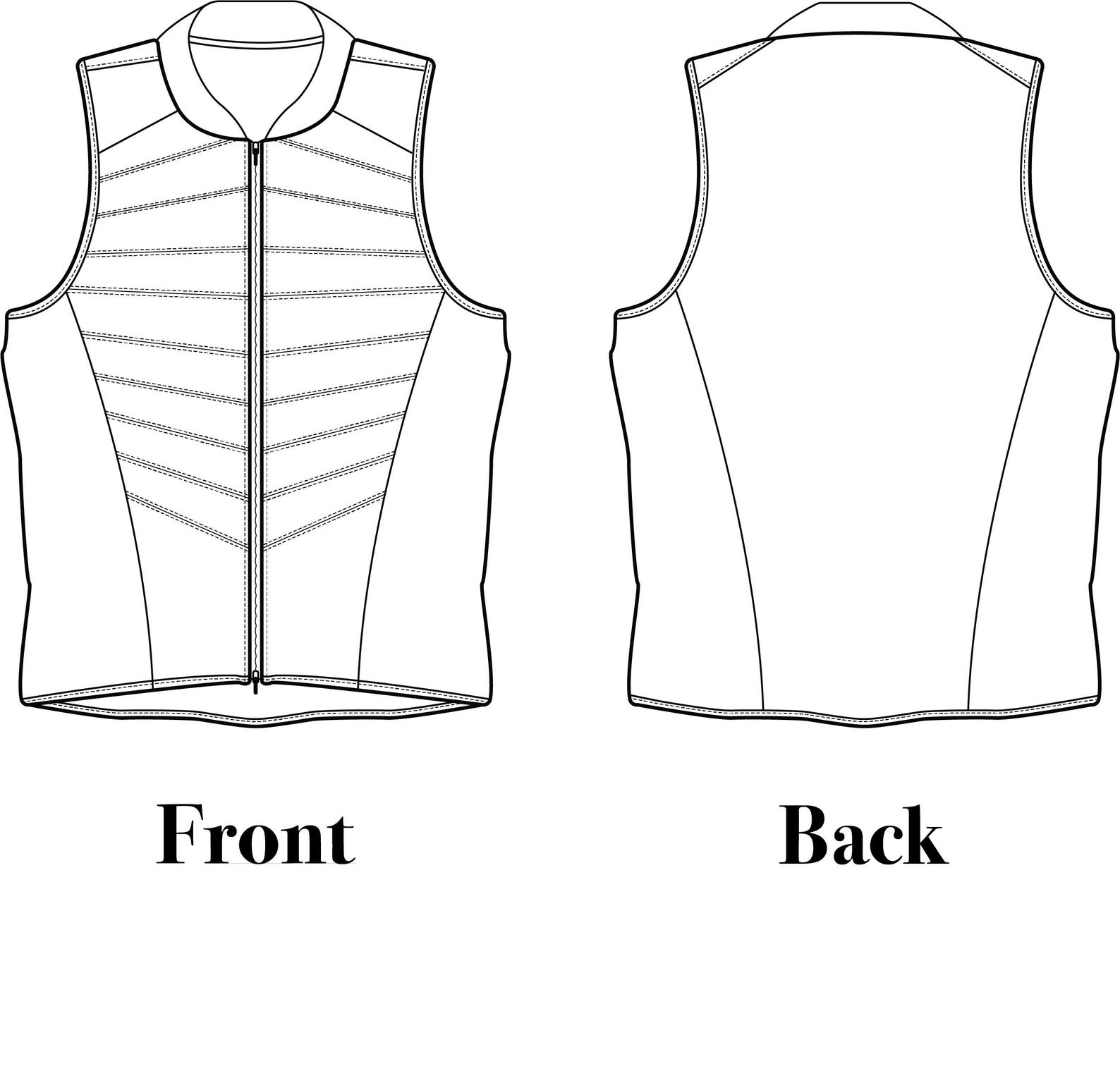 Running Vest Flat Technical Drawing Illustration, Mock-up Template for ...