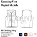Running Vest Flat Technical Drawing Illustration, Mock-up Template for ...