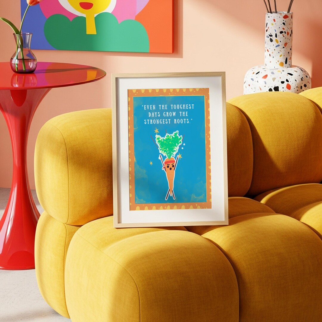Strong Roots Carrot – Motivational Wall Art – Vegetable Illustration ...