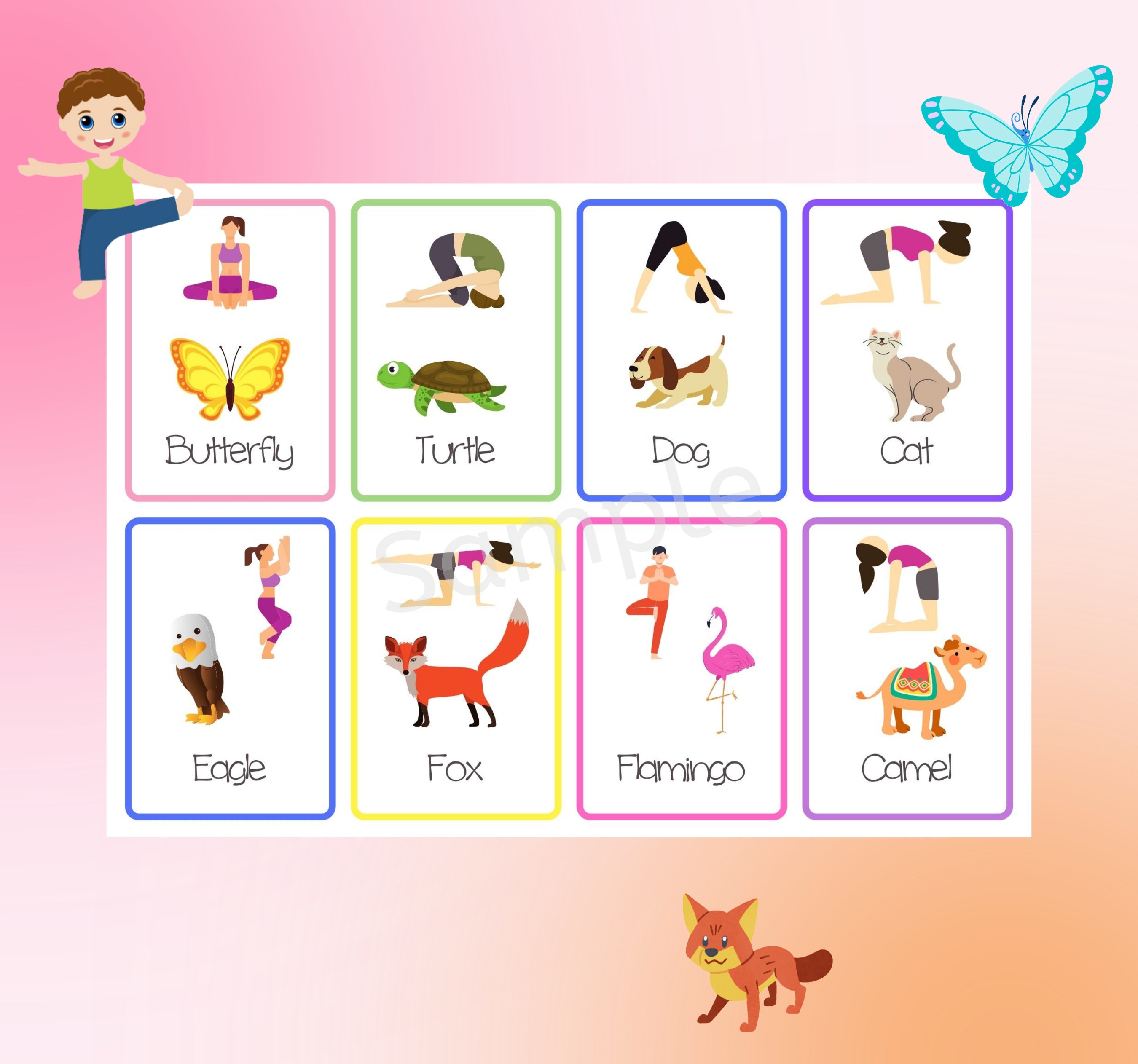 Animal Yoga Cards - Etsy