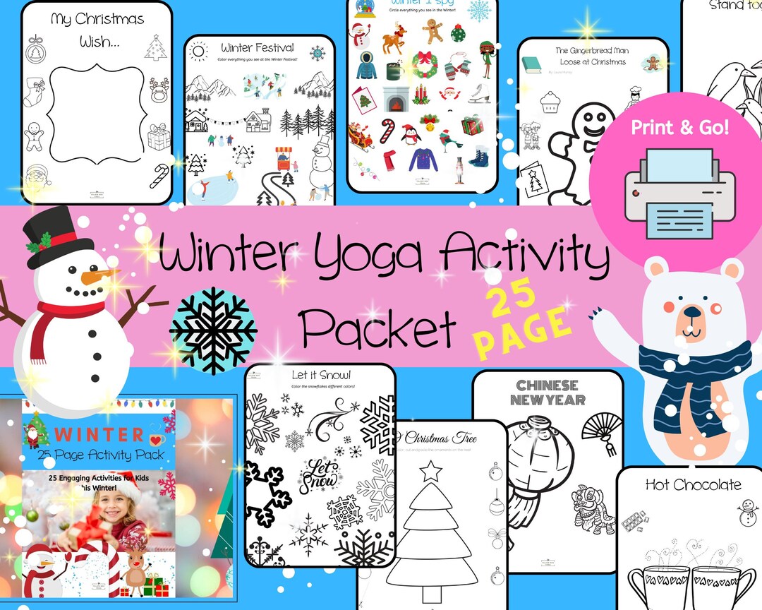 Winter Yoga Activity Packet | Winter Yoga | Winter Coloring Pages ...