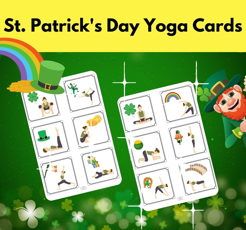 St. Patrick's Day Yoga Cards | Yoga Teacher | St. Patrick's Day Kids ...