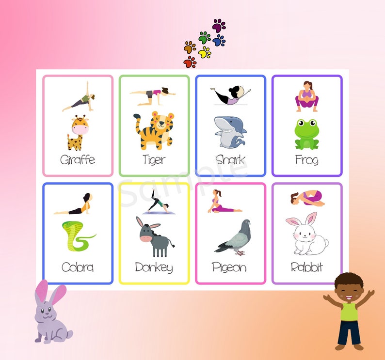 Animal Yoga Cards - Etsy