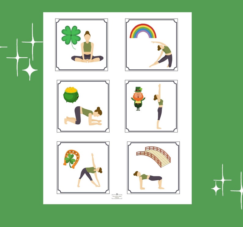 St. Patrick's Day Yoga Cards | Yoga Teacher | St. Patrick's Day Kids ...