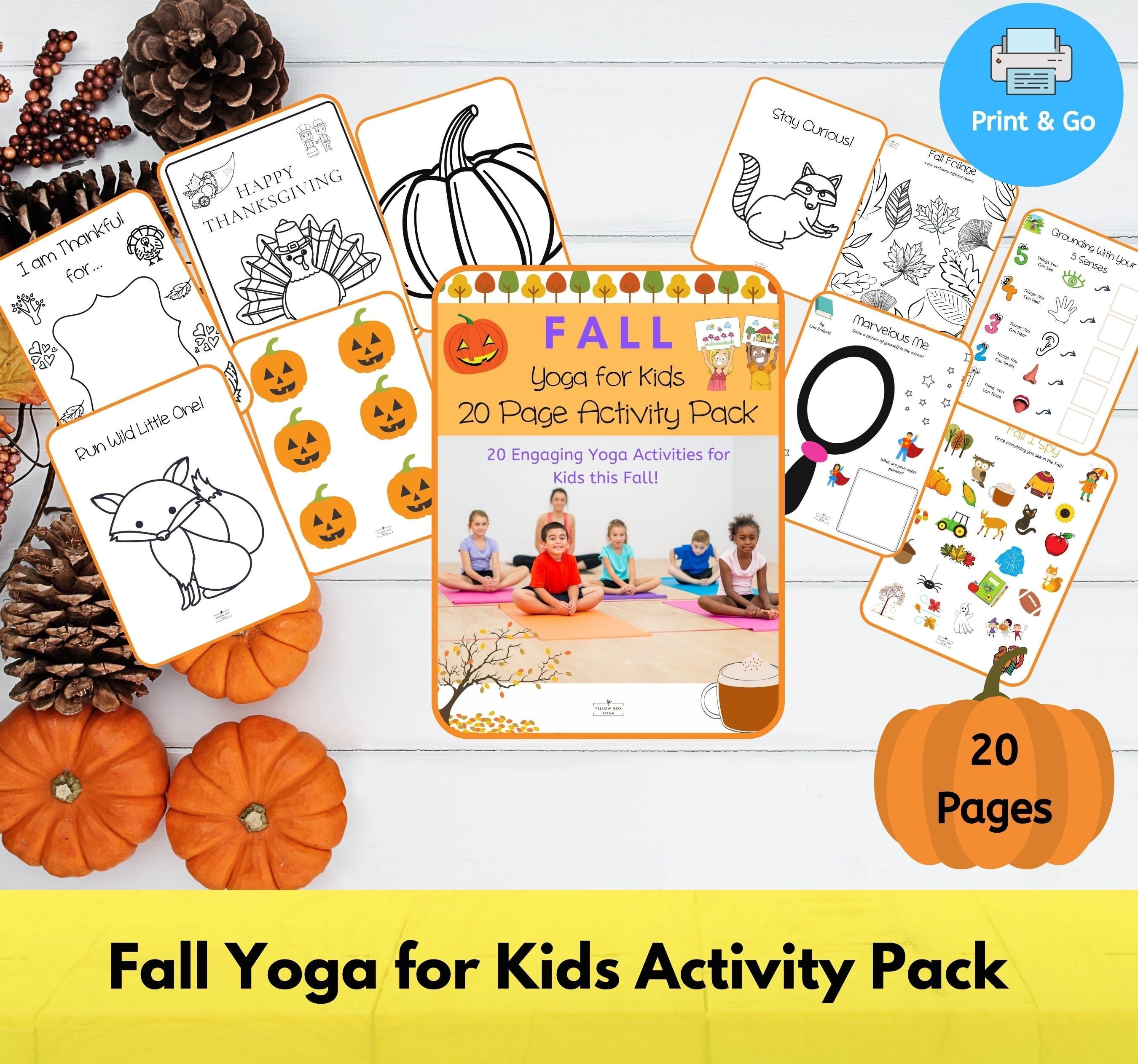 Fall Yoga Activity Pack, Fall Coloring Pages, Fall Yoga Lessons, Fall ...