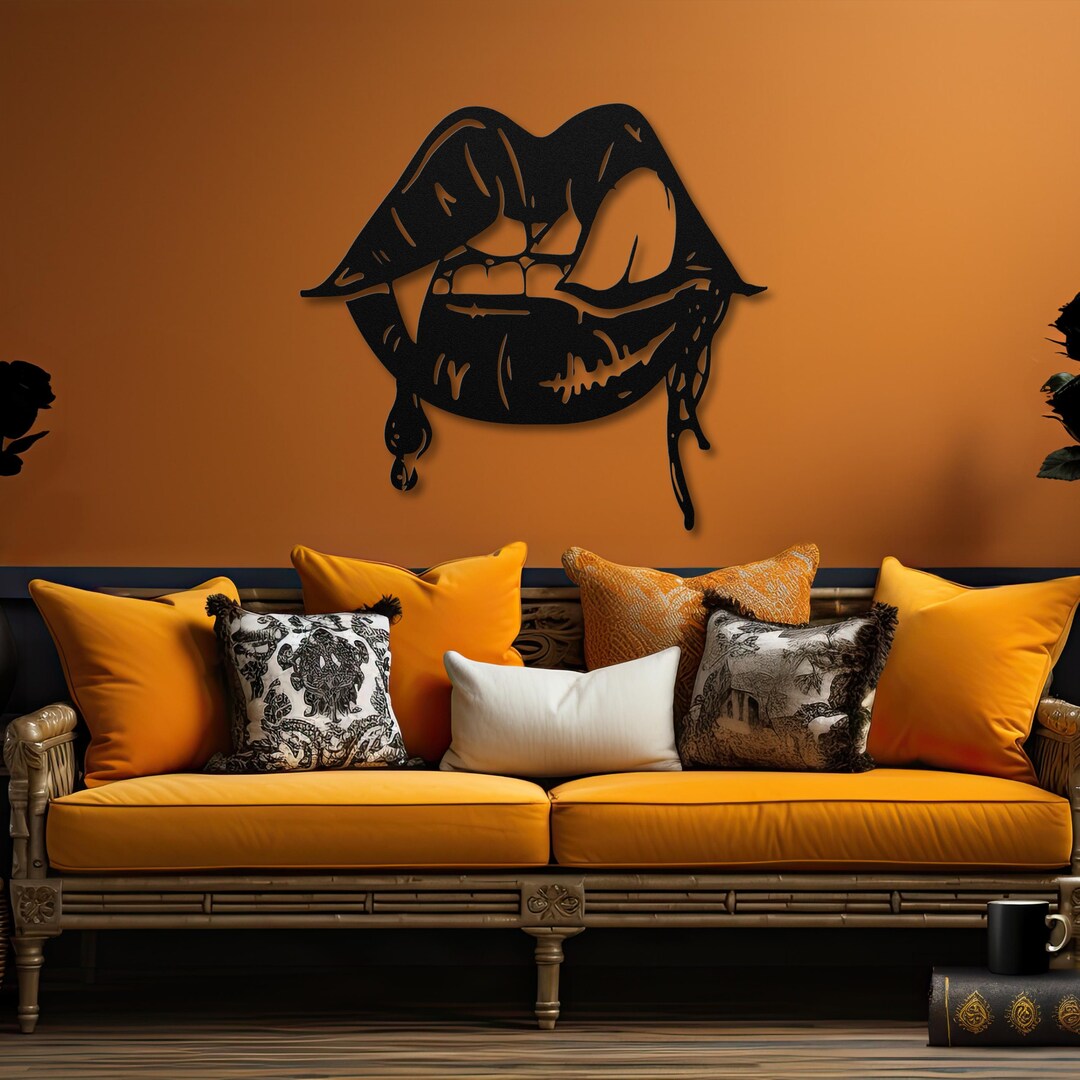 Vampire Halloween Metal Wall Horror Decor, Gothic Vampire Fangs Decor ...