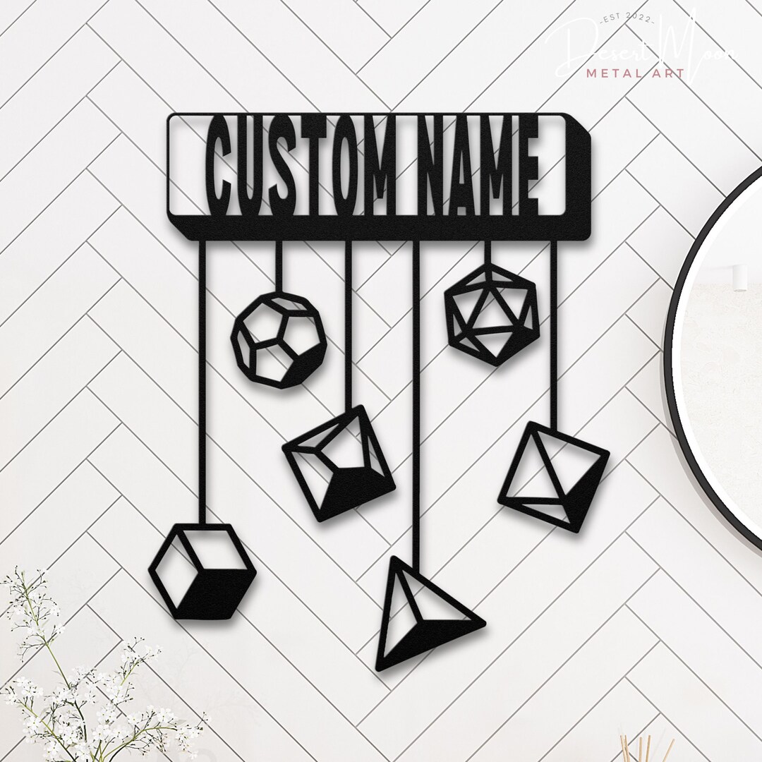 Personalized Metal Dice Name Sign, Custom Game Room Metal Dice Sign ...