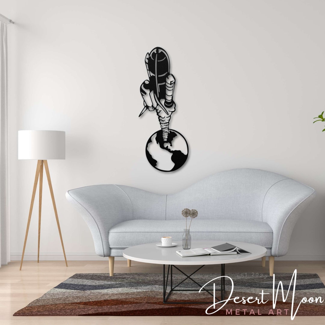 Rocketship Metal Wall Art Space Ship Sculpture for Science Lab Decor ...