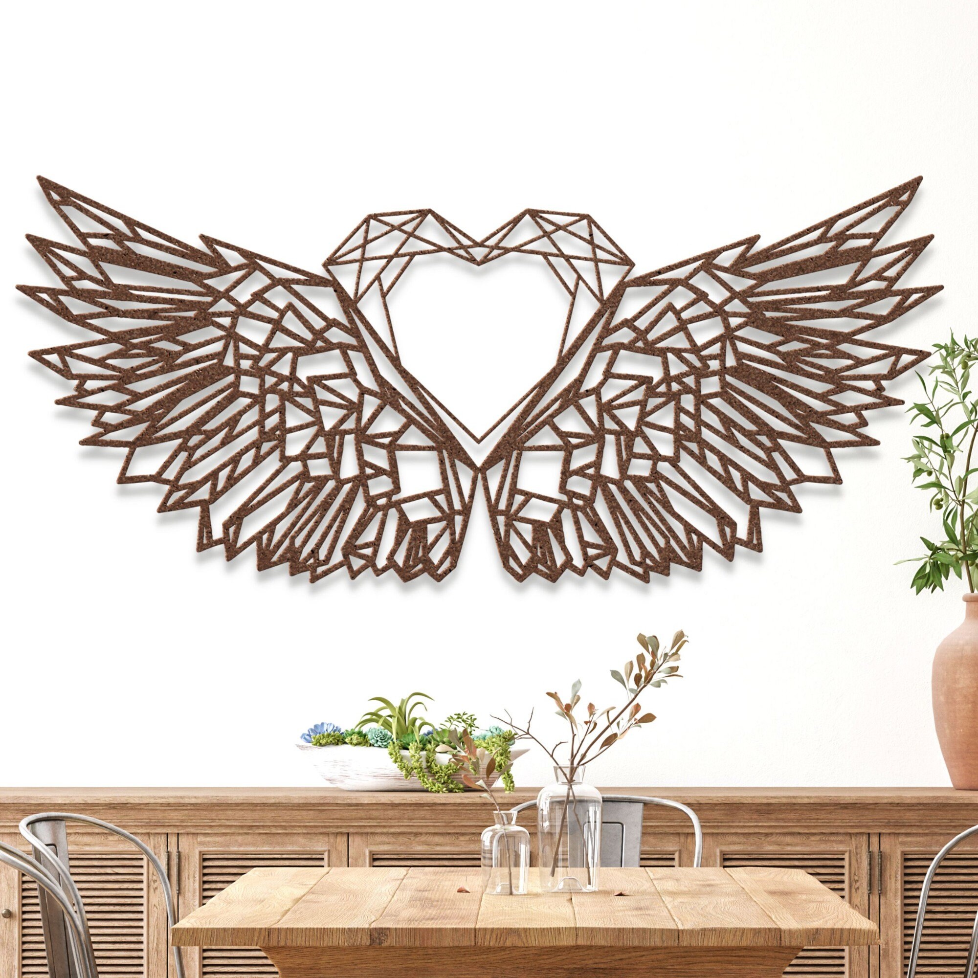 Art Deco Geometric Metal Angel Wings Artwork for Wall, Abstract Diamond ...