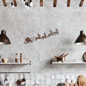 Jolly Santa Claus Sleigh With Flying Reindeer Christmas Metal - Etsy