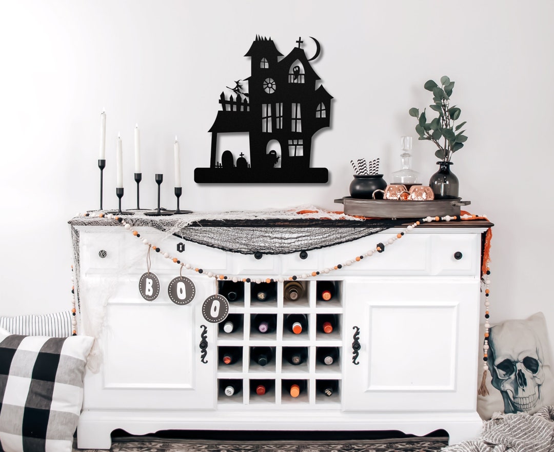 Spooky Halloween Metal Sign, Haunted House Metal Wall Decor, Haunted ...