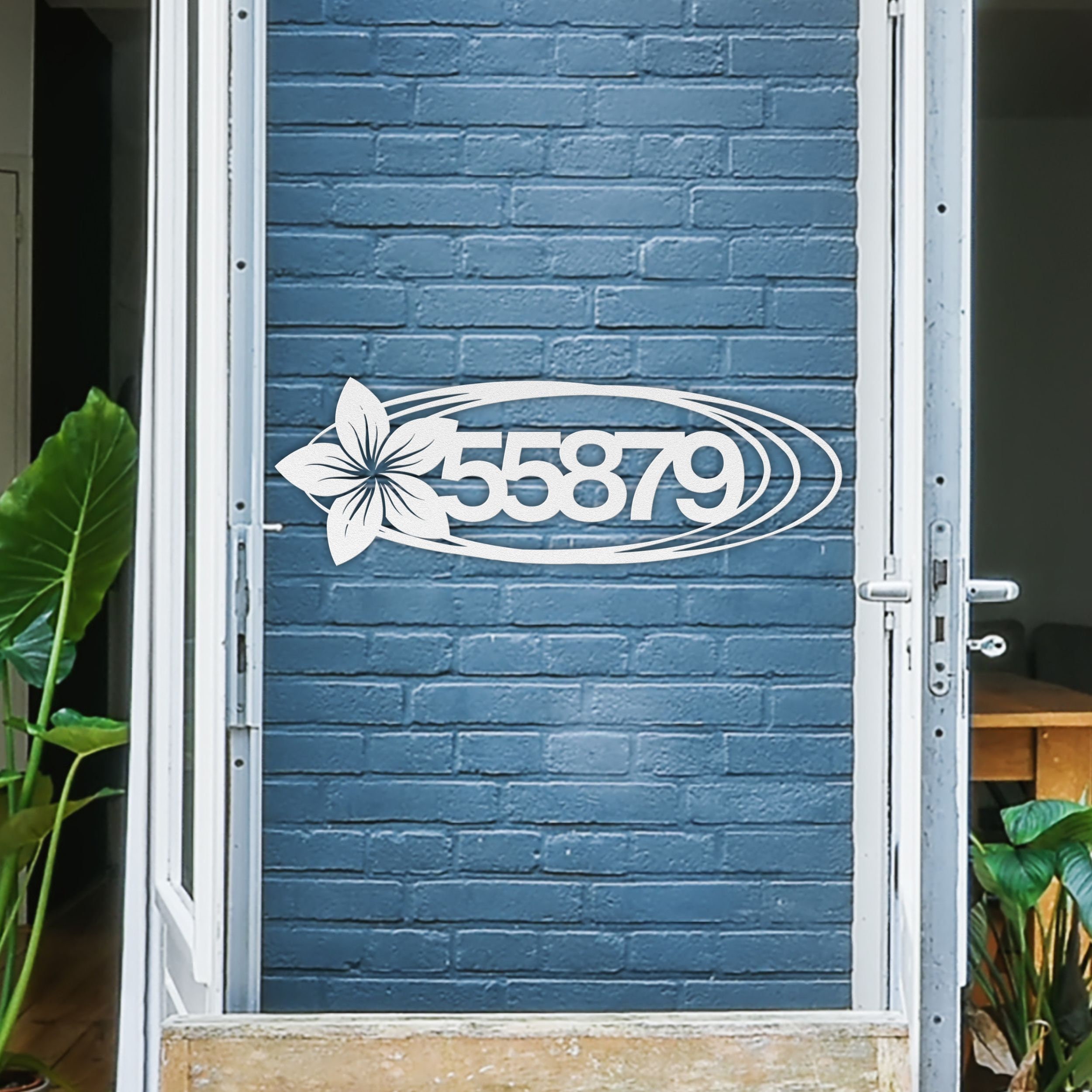 Tropical House Metal Numbers Custom Address Sign, Plumeria Address ...