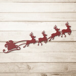 Jolly Santa Claus Sleigh With Flying Reindeer Christmas Metal - Etsy