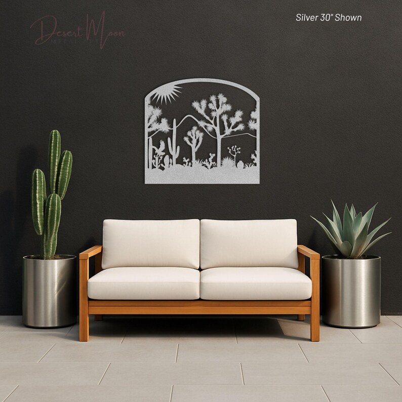 Joshua Tree Metal Wall Art, Desert Sunset Cactus Silhouette - Etsy