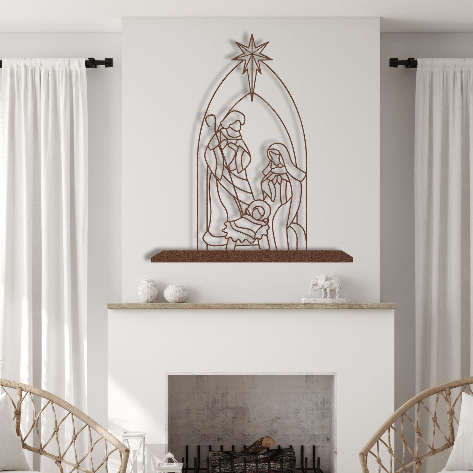 Christmas Nativity Scene Metal Wall Art: Holy Family Manger Decor - Etsy