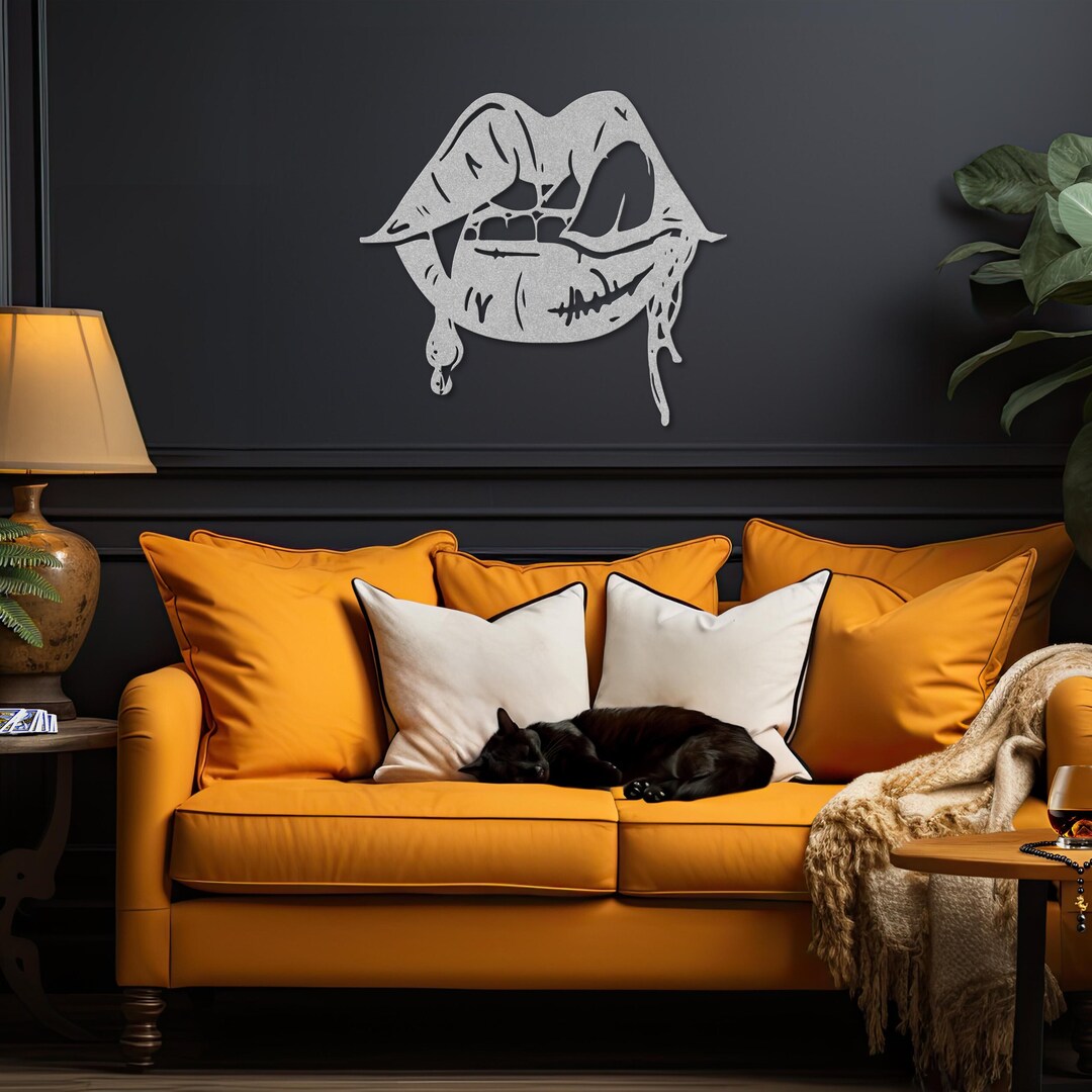 Vampires Kiss Metal Halloween Sign, Spooky Lips for Macabre Horror ...