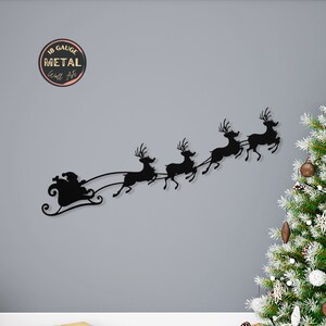 Jolly Santa Claus Sleigh With Flying Reindeer Christmas Metal - Etsy