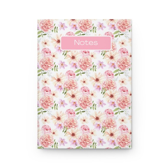 Pink Rose Floral Journal Bullet Journal Lined Notebook - Etsy