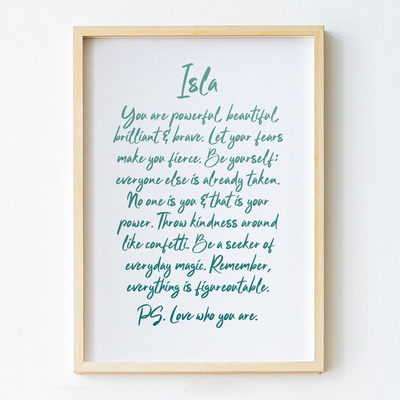 Printable Personalised Poster With Name for Teen Girl Custom - Etsy