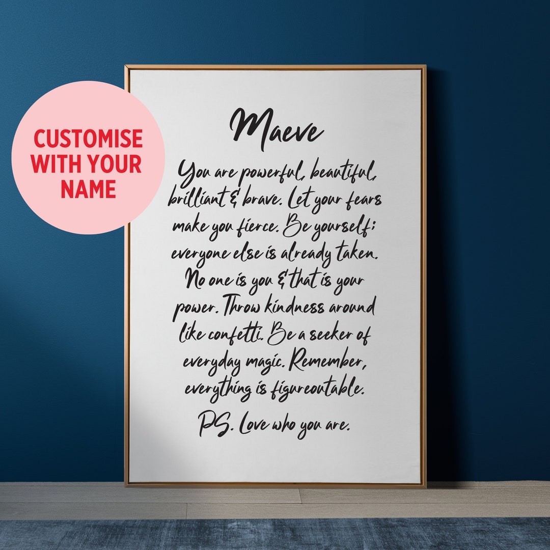 Printable Personalised Poster With Name for Teen Girl Custom - Etsy