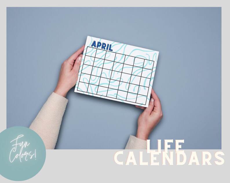 Swirl Monthly Themed Printable Digital Calendar Simple Calendar Fun ...