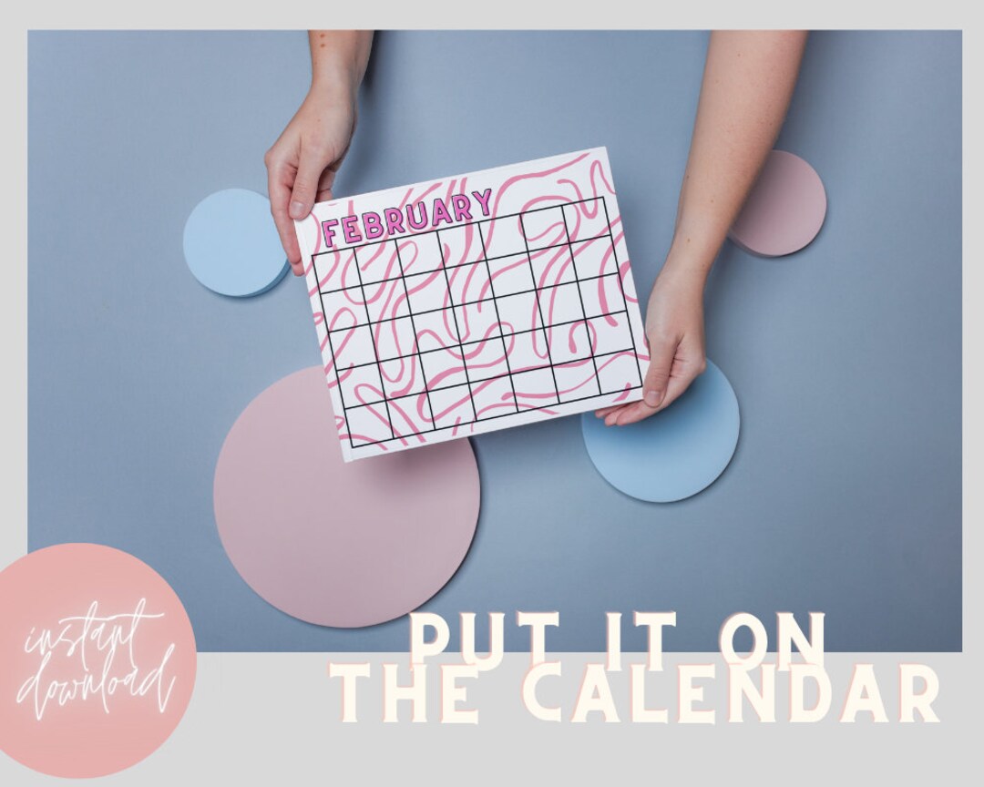 Swirl Monthly Themed Printable Digital Calendar Simple Calendar Fun ...