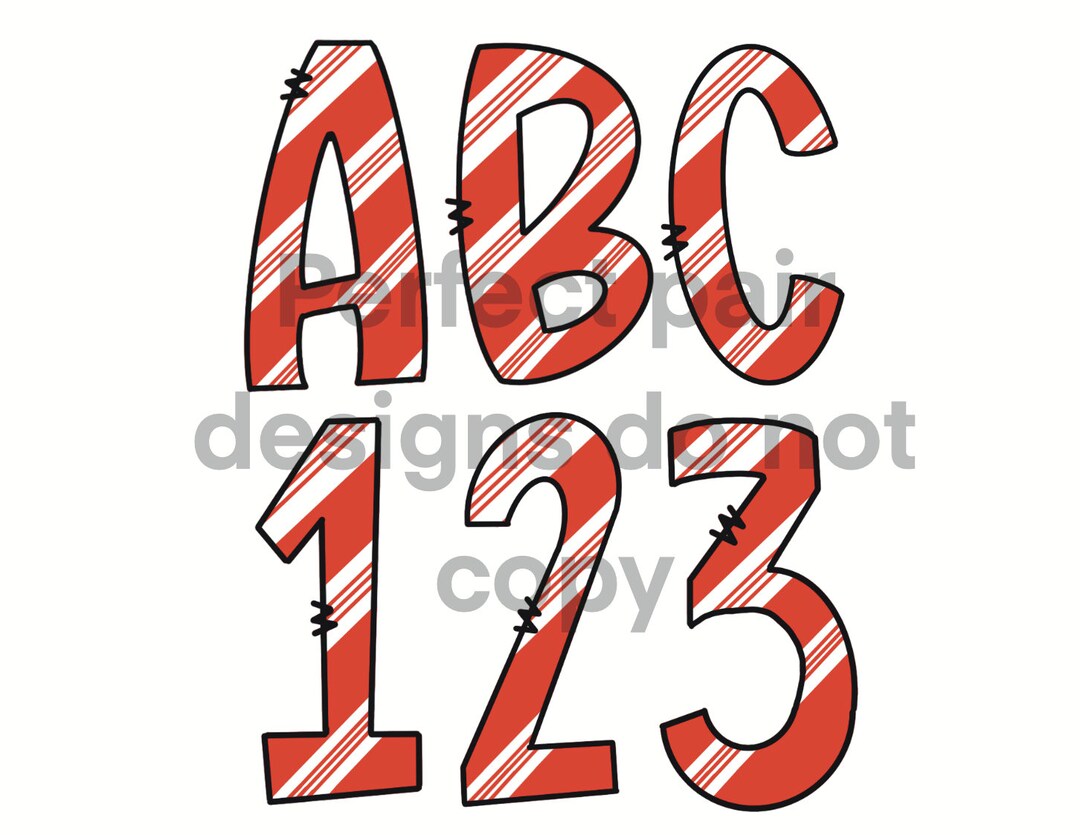 Candy Cane Alpha Letters and Numbers - Etsy