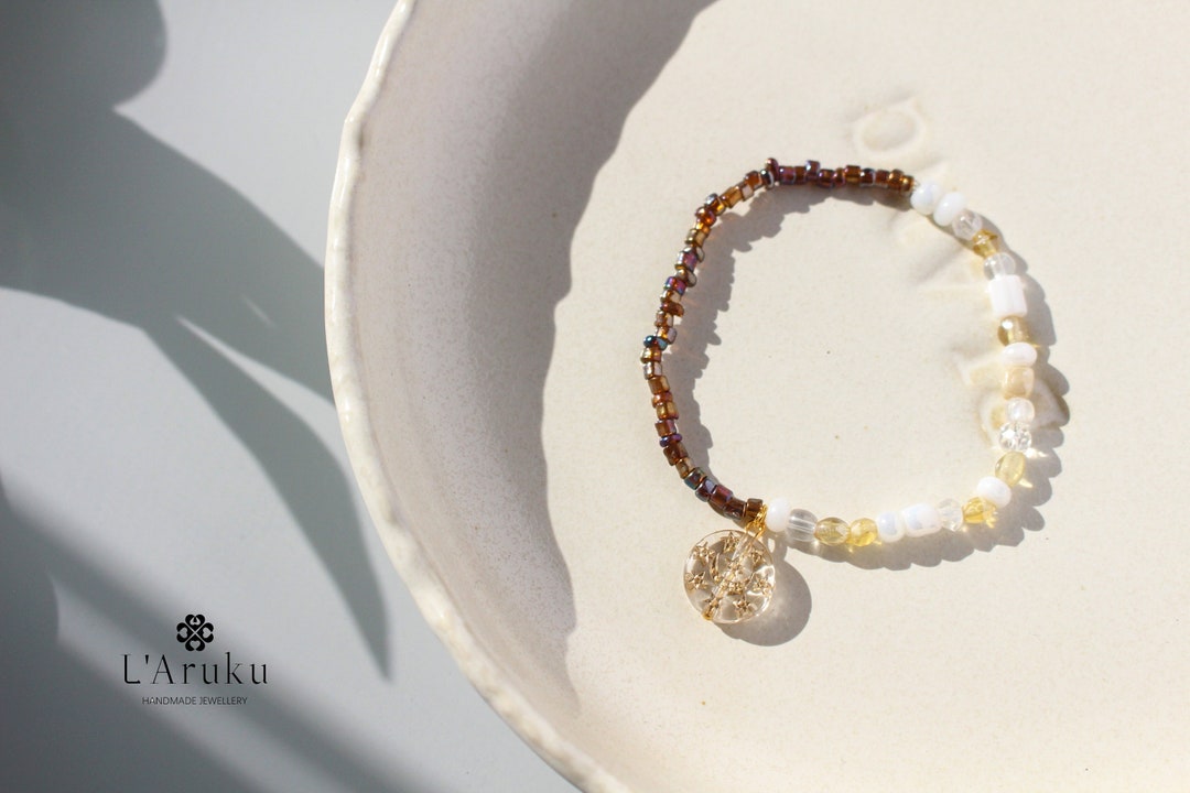 Charm Bead Bracelet, Extra Small Glass Bead Bracelet, Picasso Seed ...