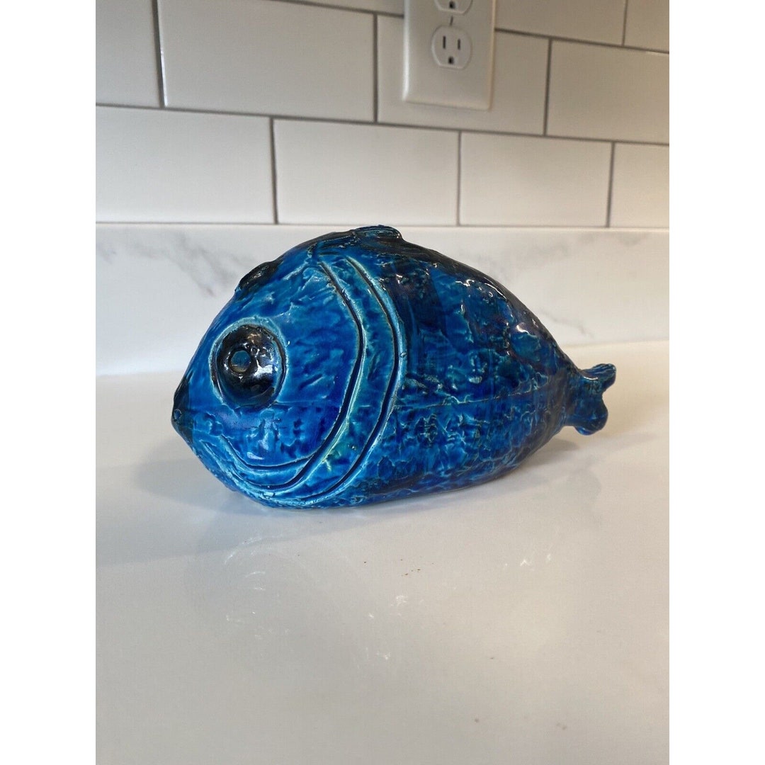 RARE, Bitossi, Pottery, Fish, Flavia, Montelupo, Rimini, Blue, Italy ...