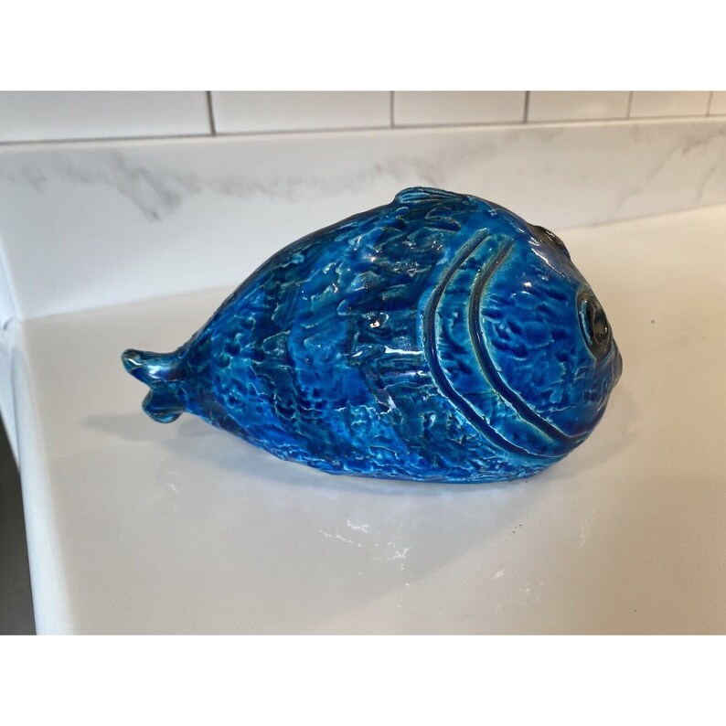 RARE, Bitossi, Pottery, Fish, Flavia, Montelupo, Rimini, Blue, Italy ...