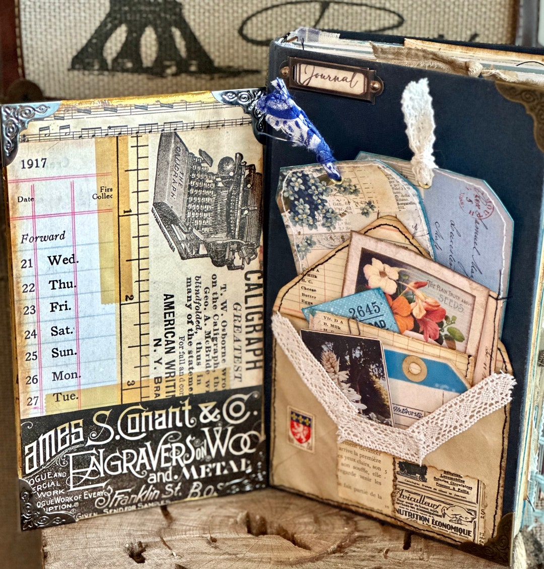 Vintage Book Journal With Writing Board - Etsy