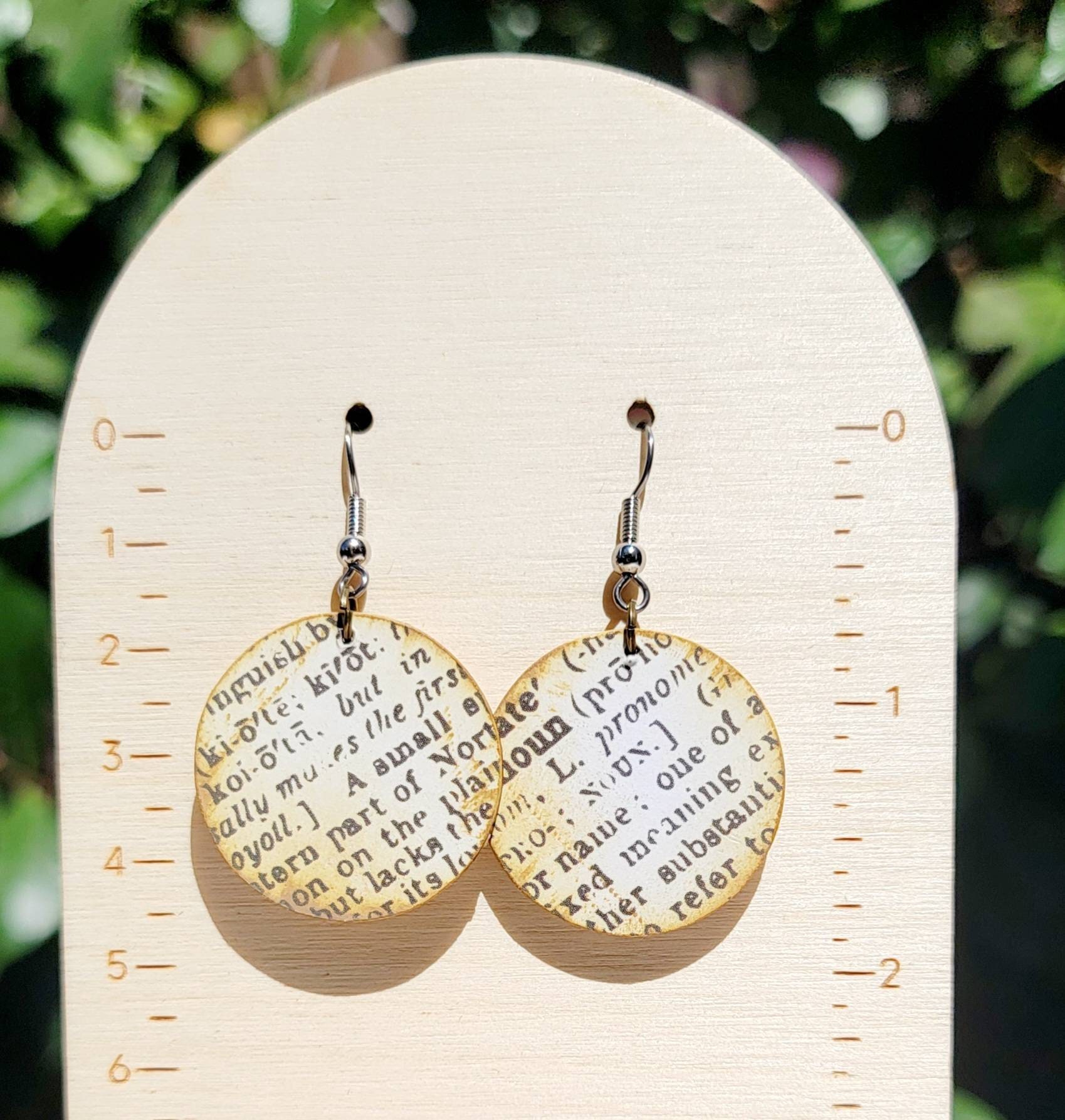 Word Writing Earrings. Handmade With Wood and Antiqued Encyclopedia ...