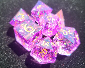 Cottage Core Dice. Dnd Sharp Edge Epoxy Engraved Dice Set. Black - Etsy