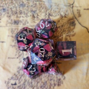 Cottage Core Dice. Dnd Sharp Edge Epoxy Engraved Dice Set. Black - Etsy