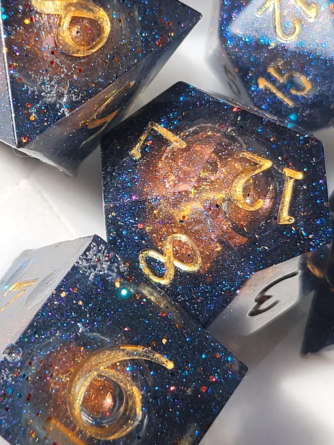 Dnd Sharp Edge Epoxy Engraved Dice Set, Galaxy Dice SOLID CORE - Etsy
