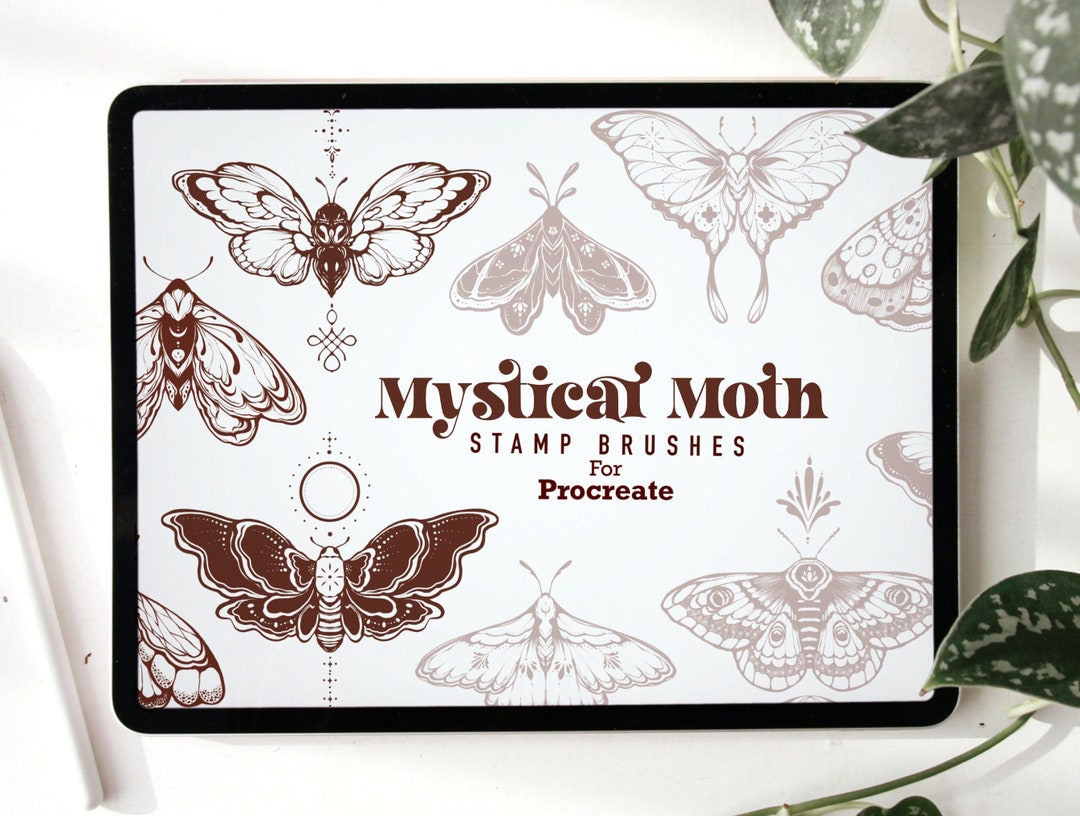 Mystical Moths Procreate Stamp Brushes | Witchcraft Ornamental Moth ...