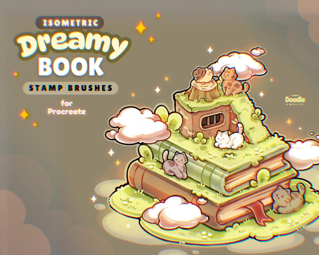 Dreamy Book Procreate Stamp Brushes | Magical Isometric Book Procreate ...