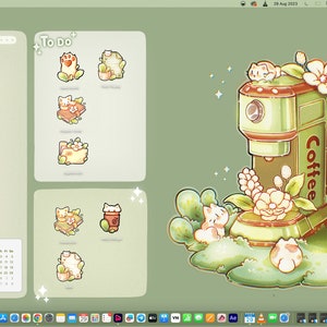 Coffee Cat Desktop Theme Background Wallpaper Organizer Set | Lofi ...