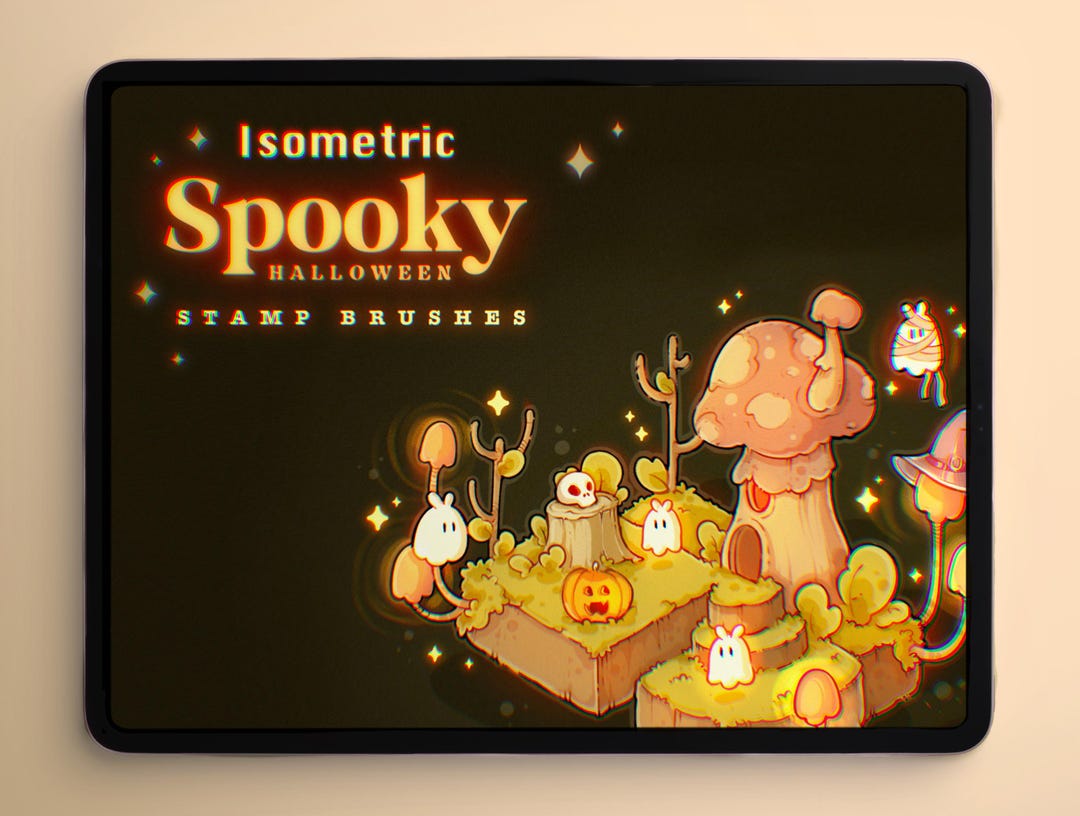 Spooky Isometric Halloween Procreate Stamp Brushes | Cute Isometric ...