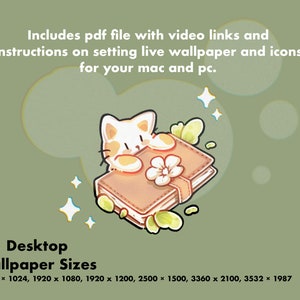 Coffee Cat Desktop Theme Background Wallpaper Organizer Set | Lofi ...