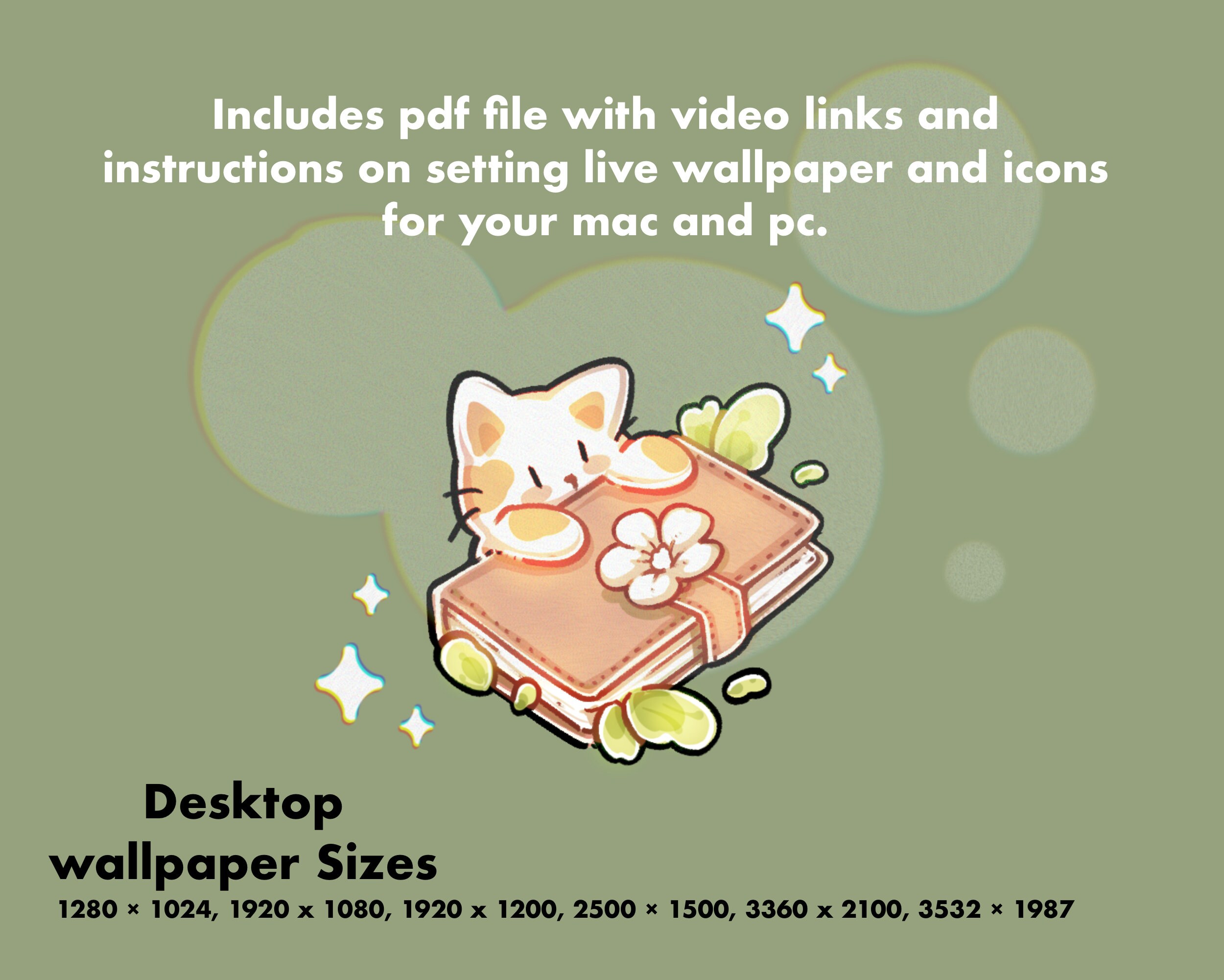 Coffee Cat Desktop Theme Background Wallpaper Organizer Set | Lofi ...