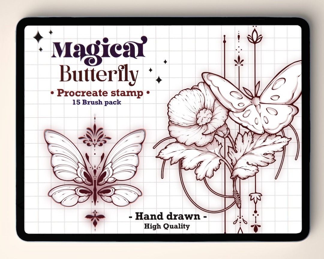 Magical Butterfly Design Procreate Stamp Brushes | Mystic Procreate ...