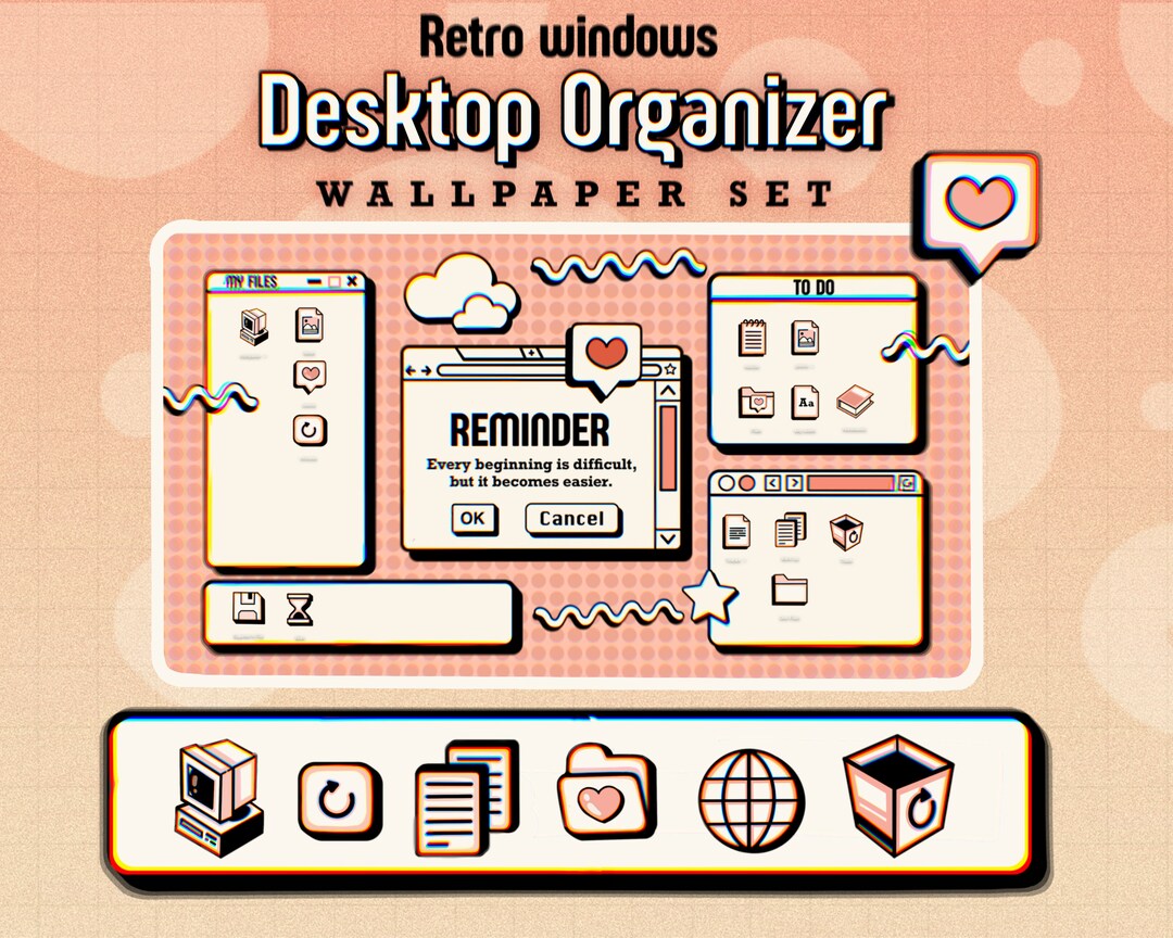 Retro Windows Desktop Theme Background Wallpaper Organizer Set | Lofi ...