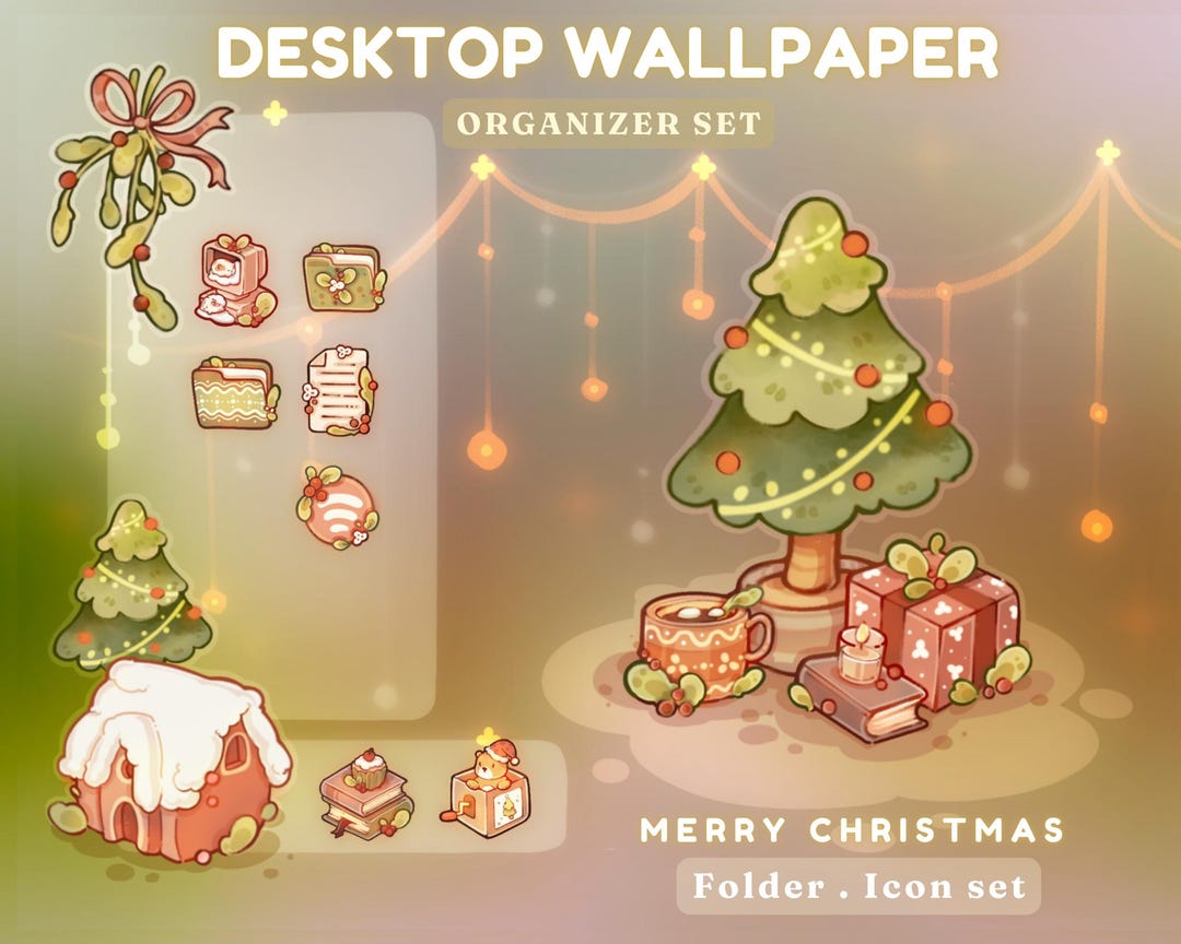 Merry Christmas Desktop Theme Background Wallpaper Organizer Set | Lofi ...